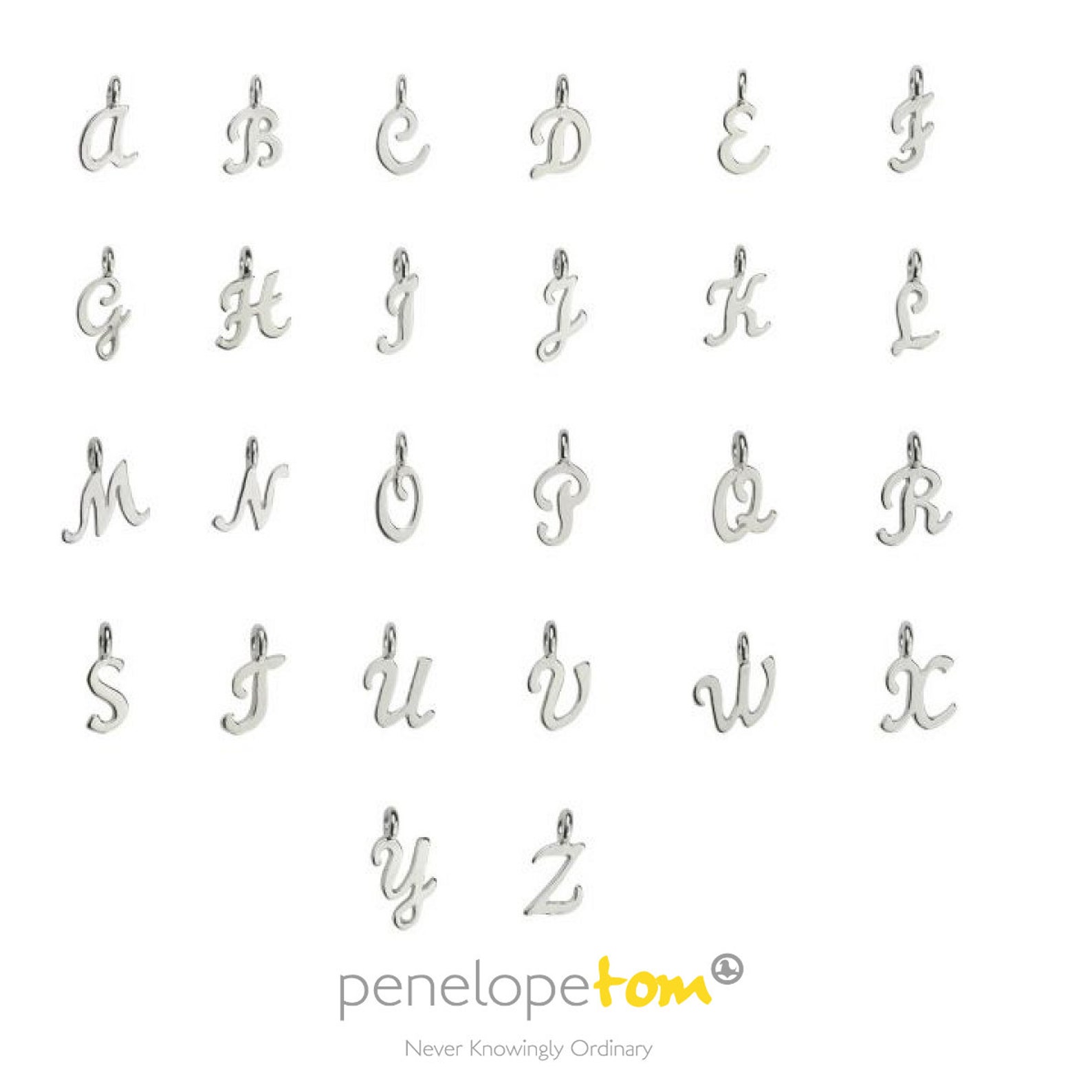 Silver Script Mini Initial Necklace Sterling Silver Letter | Etsy UK