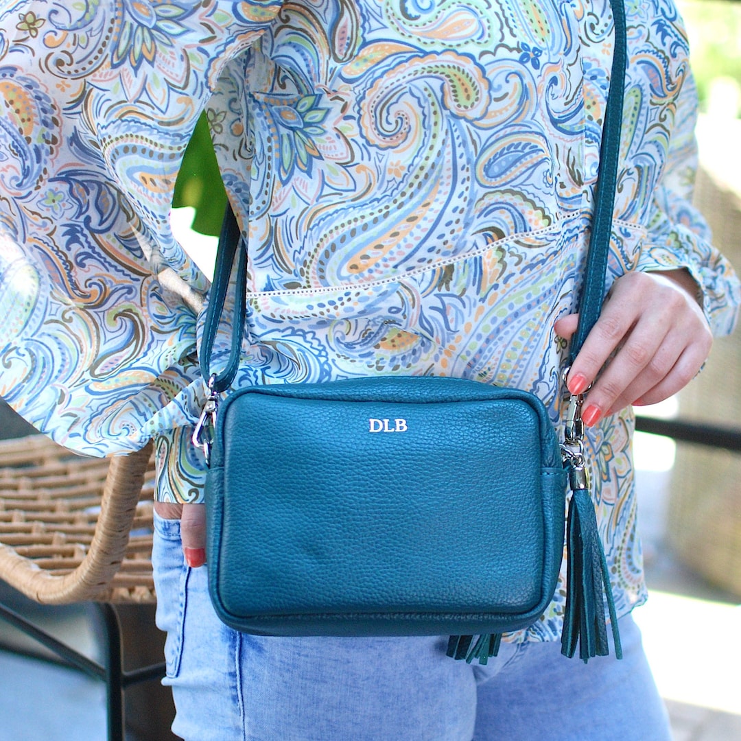 Monogram Leather Crossbody Bag - Personalised Camera Bag - Etsy