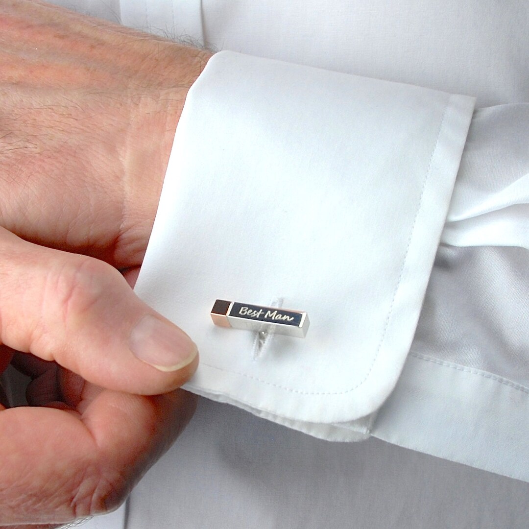 Personalised Best Man or Groom Bar Cufflinks, Engraved Cufflinks ...