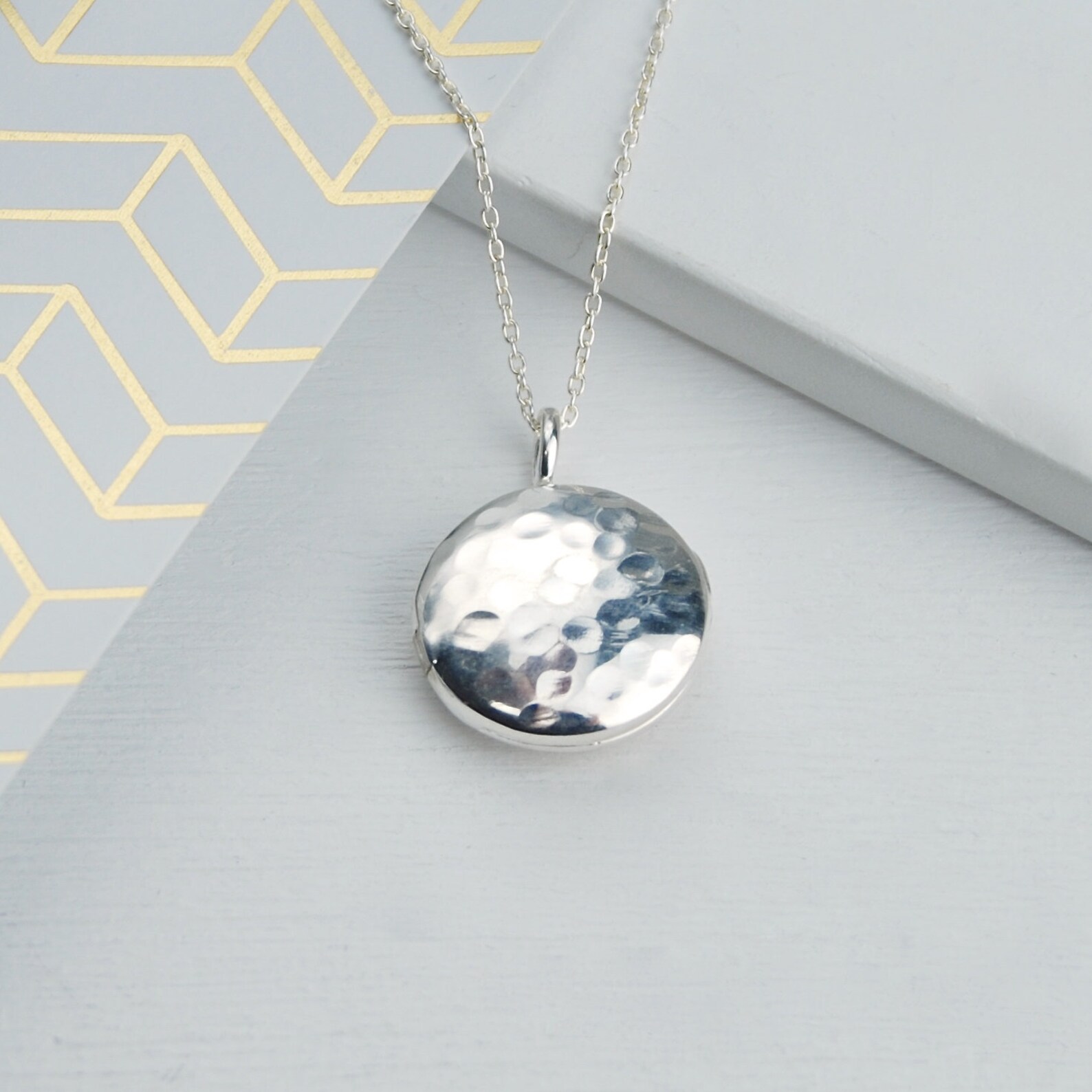 Personalised Sterling Silver Locket Custom Hammered Locket | Etsy