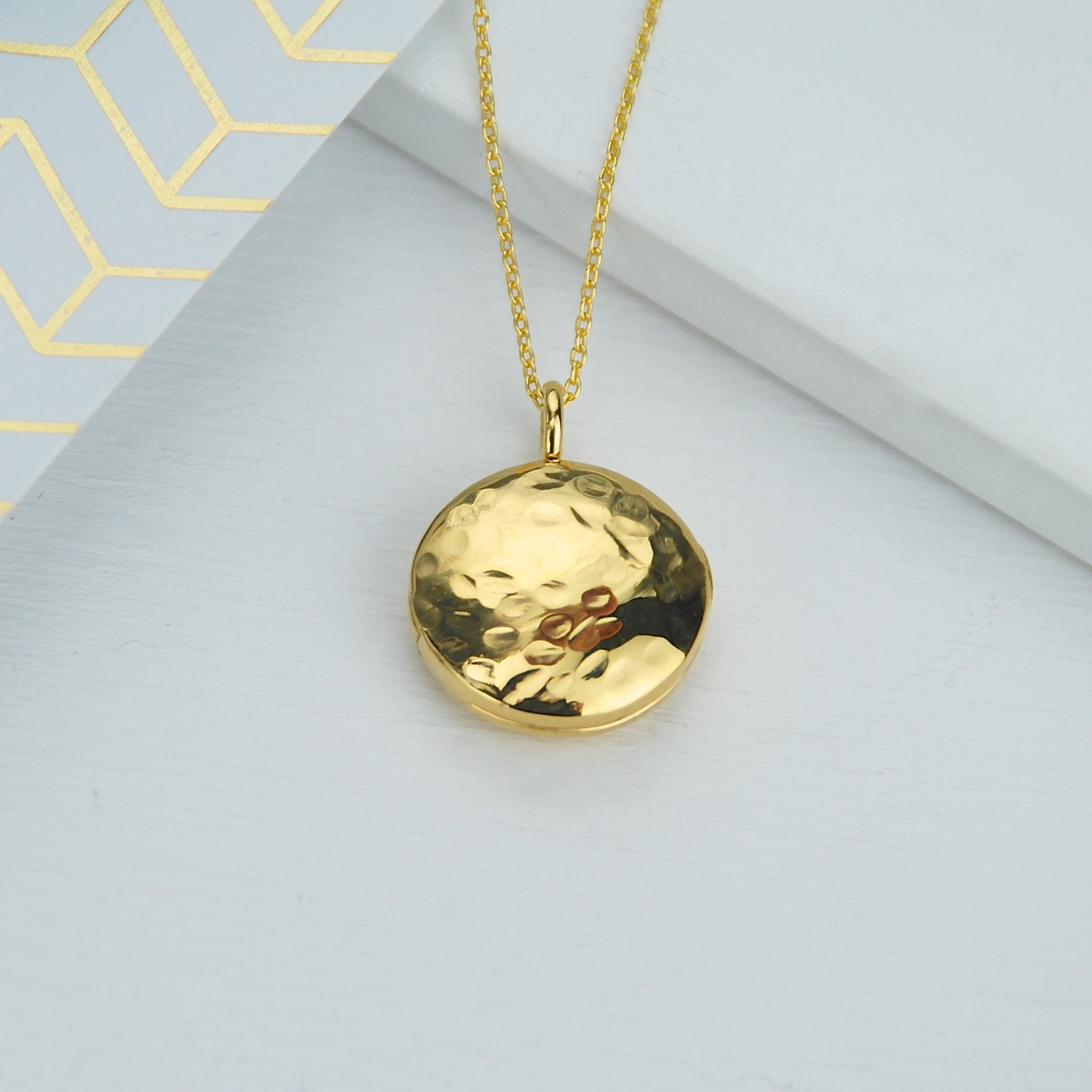 Personalised Sterling Silver Locket Custom Hammered Locket | Etsy