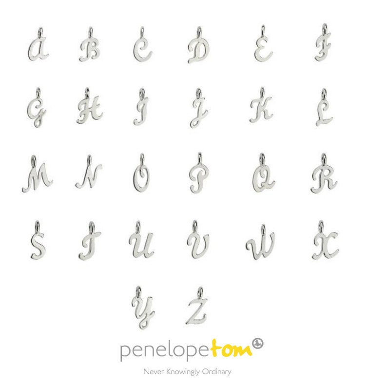Sterling Silver Script Initial Letter Charms, Alphabet Charms for ...