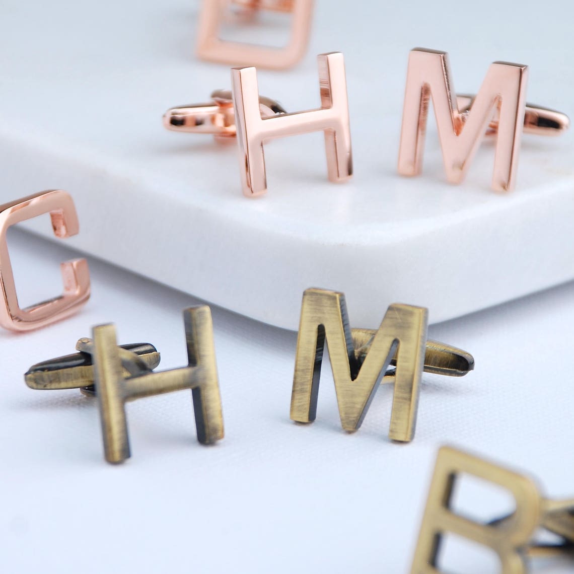 Personalised Initial Letter Cufflinks, Rose Gold Alphabet Cufflinks ...