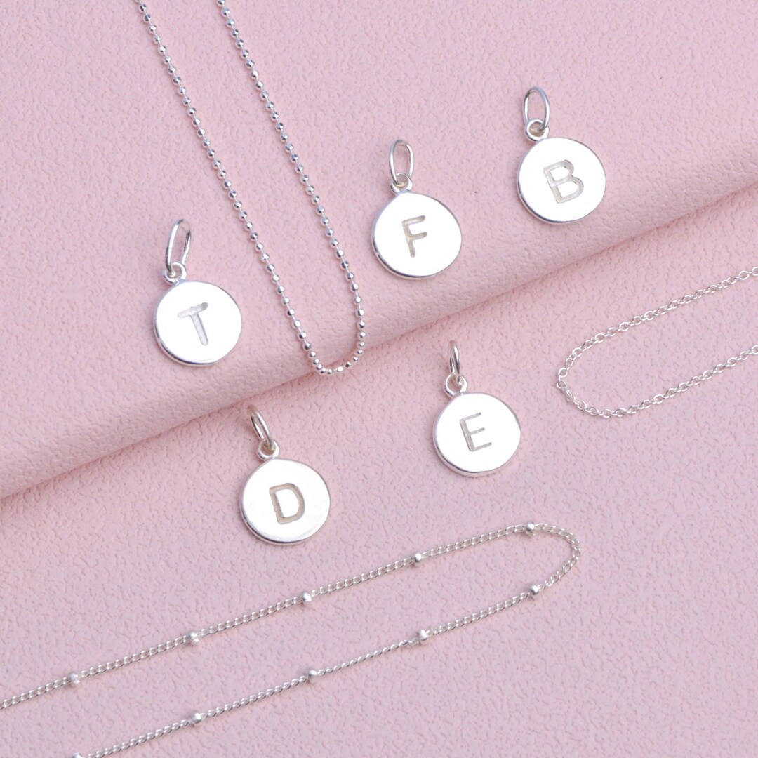 Sterling Silver Initial Letter Disc Charm • Alphabet Charm • Gold ...