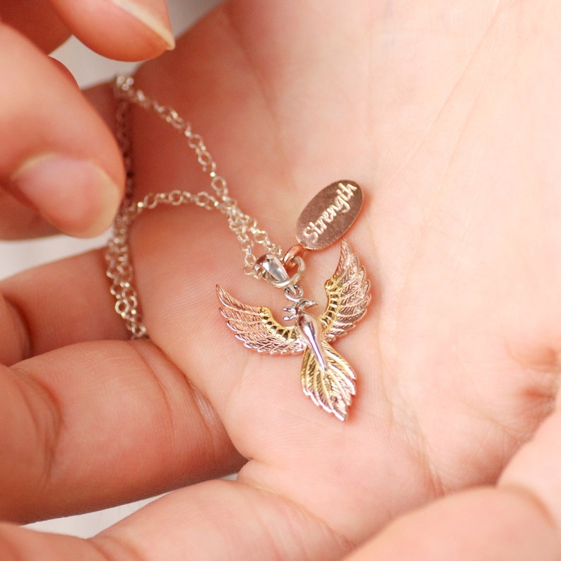 Personalised Phoenix Strength Positivity Pendant Sterling - Etsy