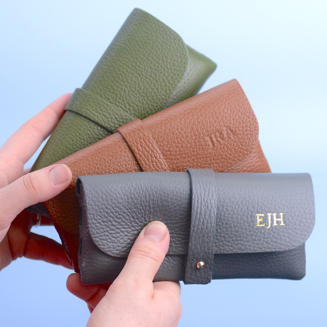 Personalised Men's Leather Glasses Case, Monogram Glasses Case, Custom ...