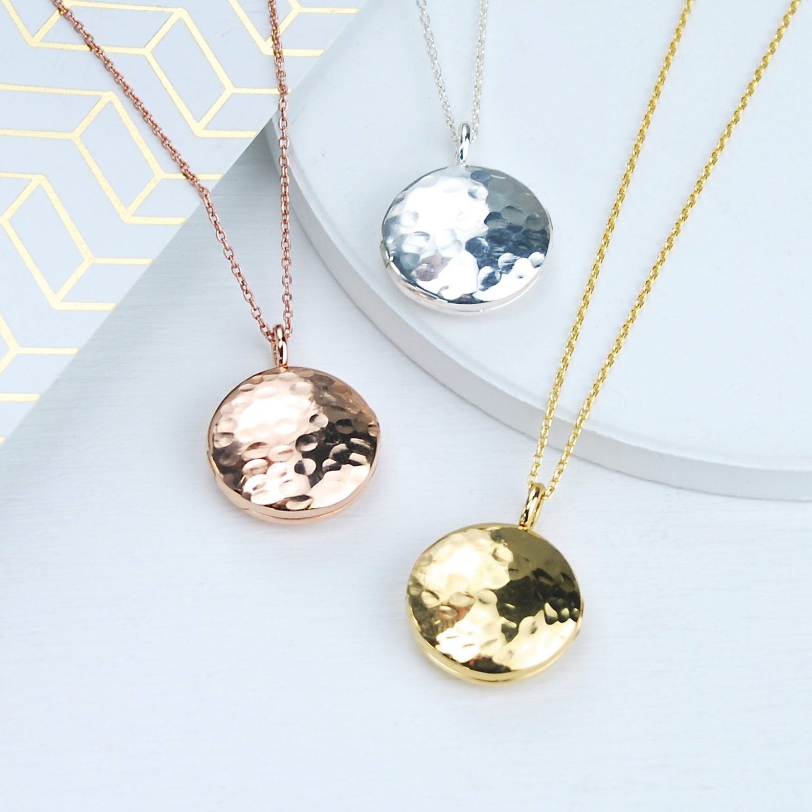 Personalised Sterling Silver Locket Custom Hammered Locket | Etsy