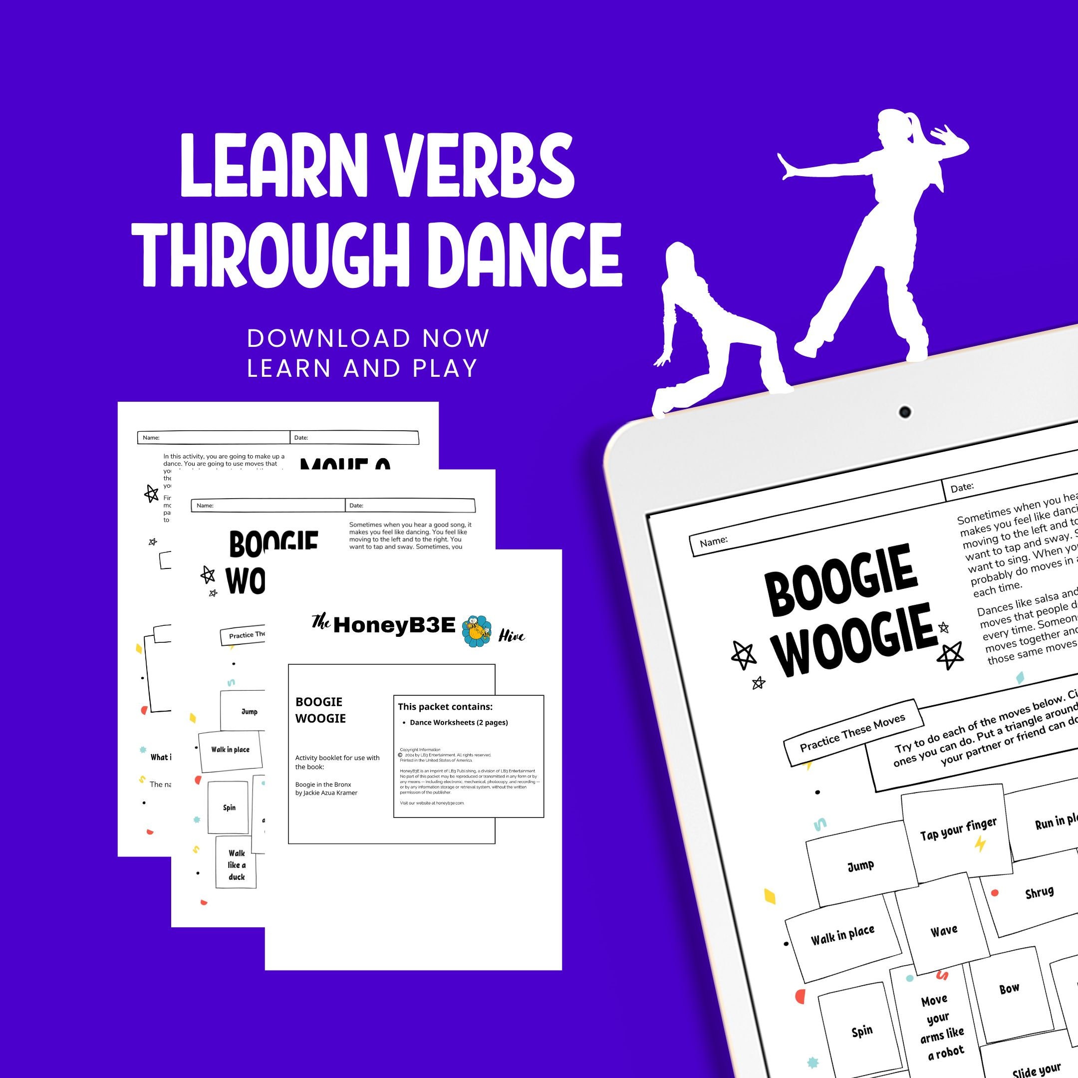 Boogie Woogie Learn Verbs With Dance Activity Worksheet | K-3 - Etsy