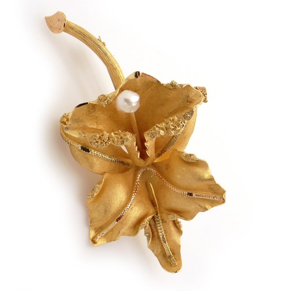 Gold Pearl Brooch - Etsy