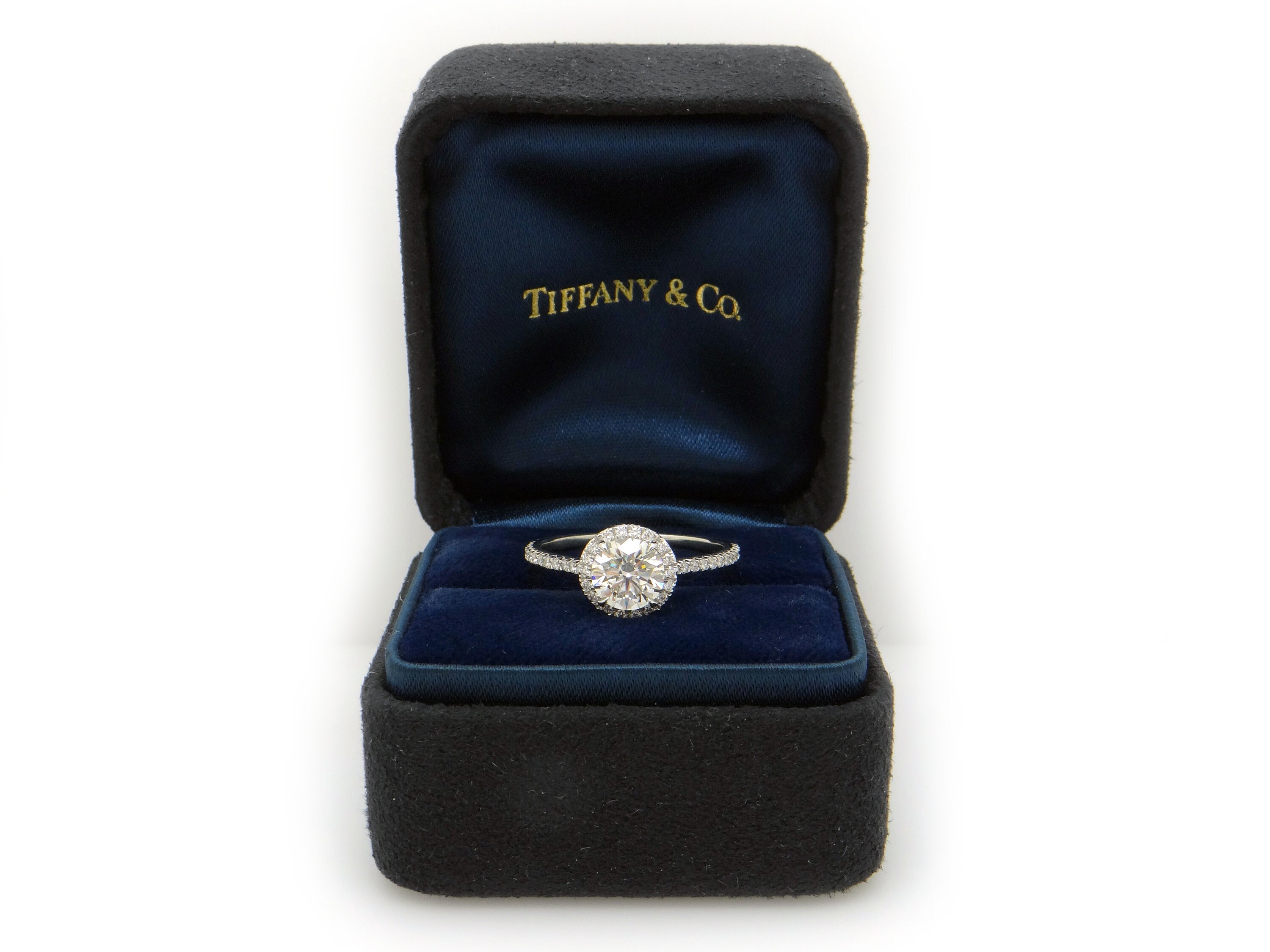Breathtaking Tiffany Co Platinum 1.22ct Round Natural Diamond Soleste Engagement Promise Halo Ring Etsy