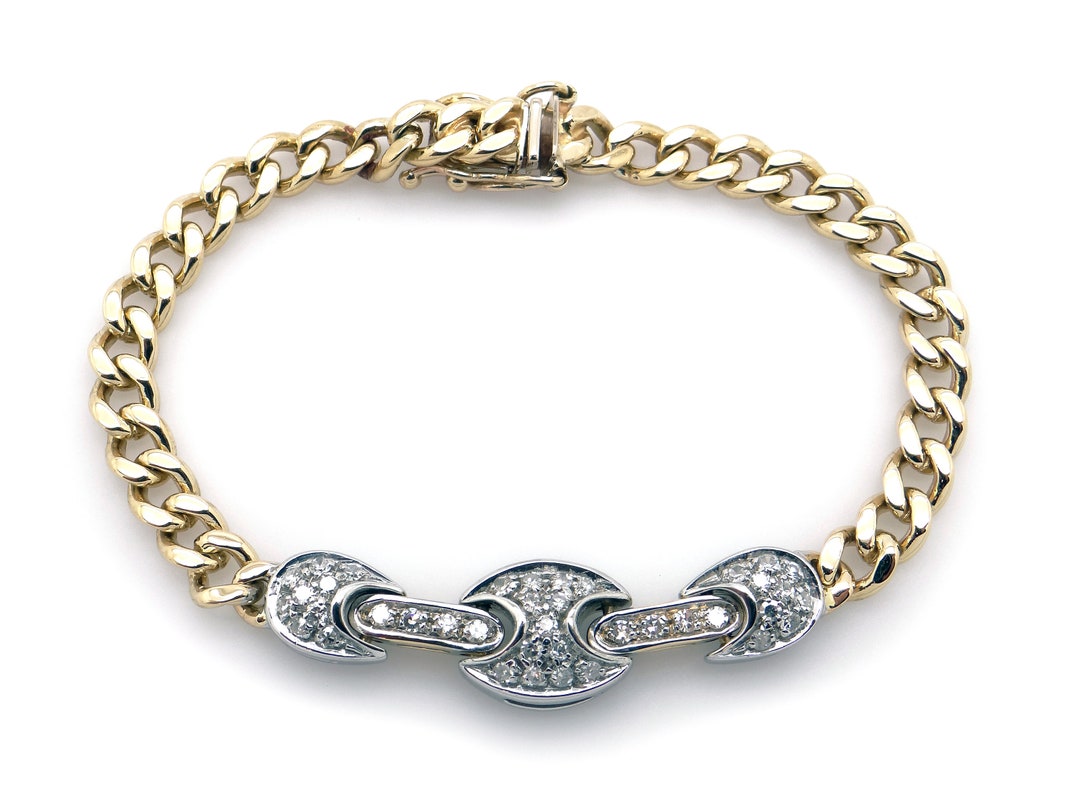 Dazzling 18k Yellow White Gold 1ct Round Pave Natural Diamond Half Moon ...