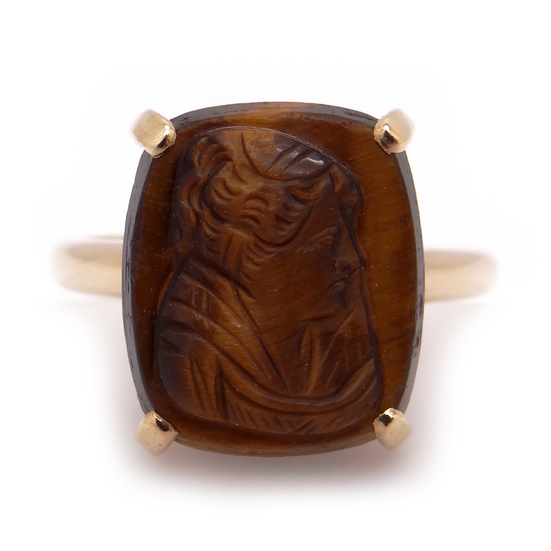 Mens Vintage Carved Tiger Eye Ring - Etsy