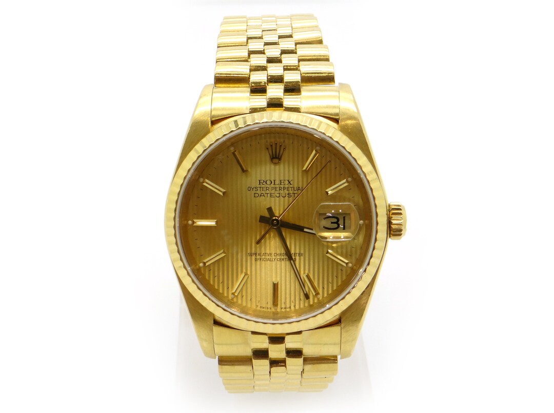 Rolex Datejust 36mm 18k Gold Automatic Watch 16018 Box Champagne ...