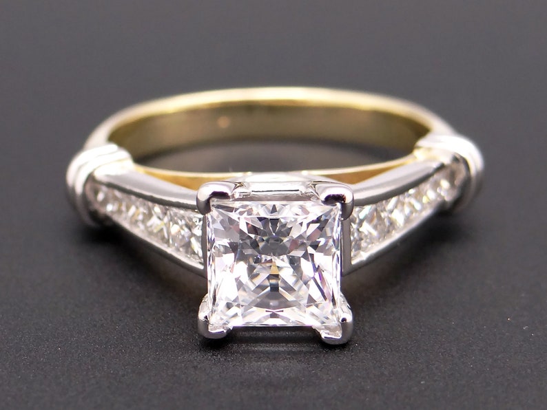 Gorgeous Platinum 18k Gold Princess Cut Diamond Engagement - Etsy