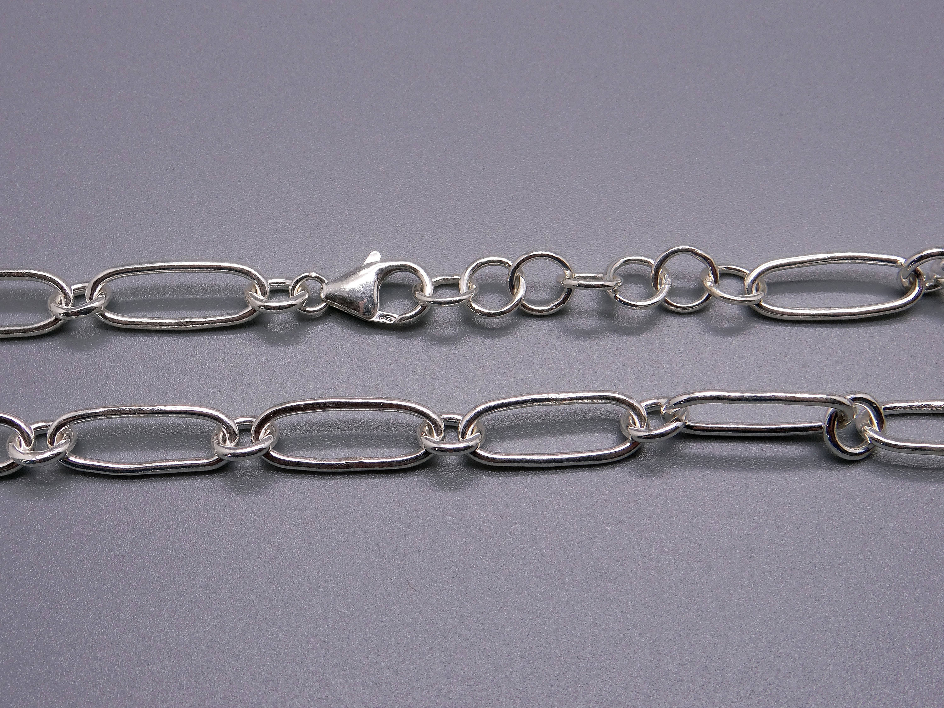 Handmade Sterling Silver Oval Circle Link Chain Adjustable Necklace 16 ...