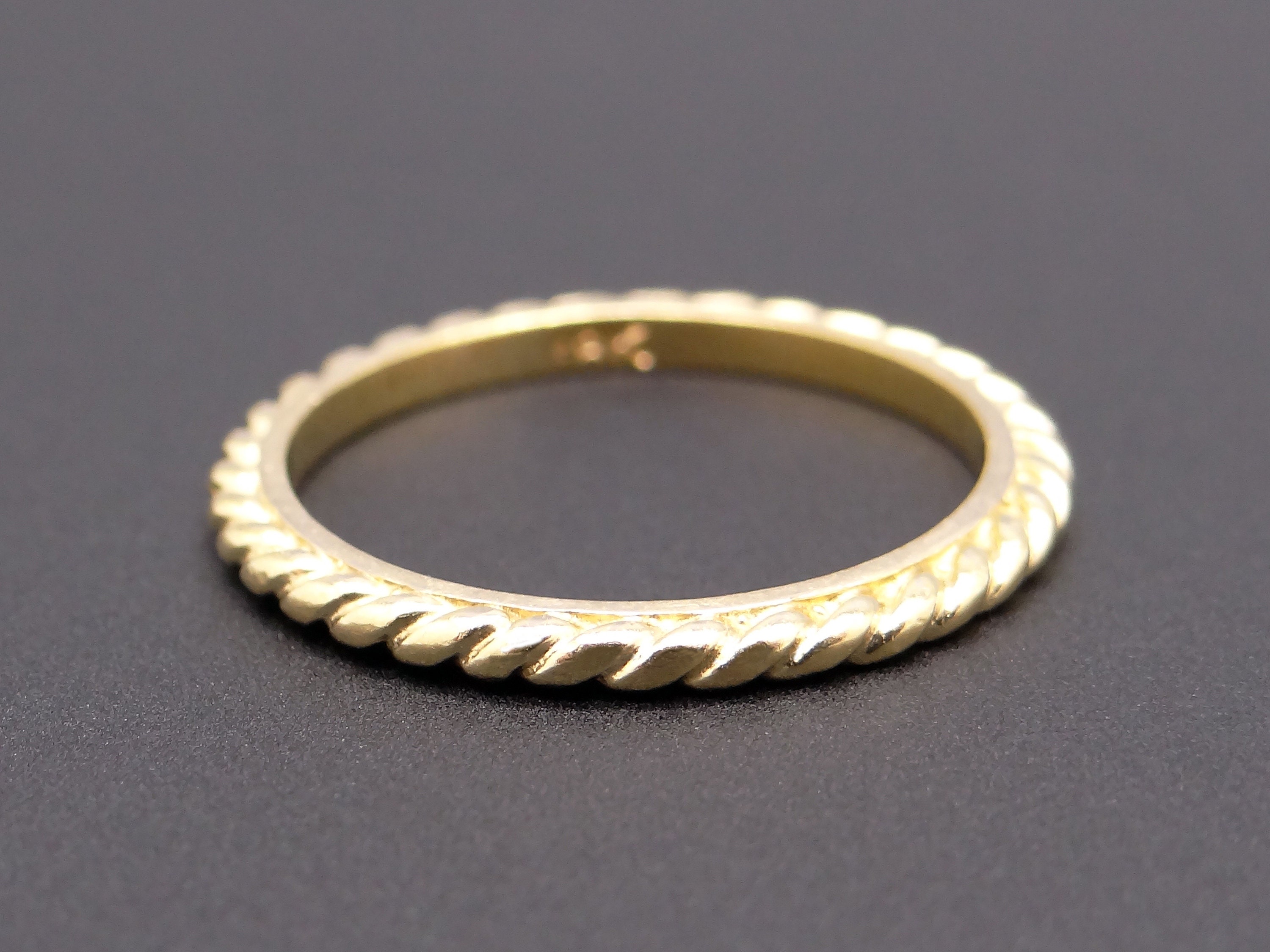 18k Yellow Gold Stack Rope Cable Eternity Wedding Band Ring | Etsy
