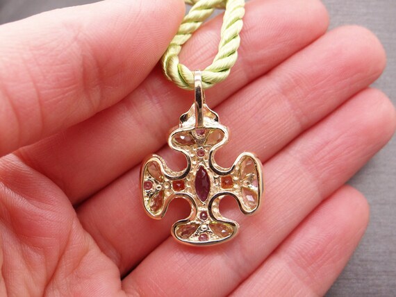 14k Yellow Gold Multi Gemstone Cross Natural Amethyst… - Gem