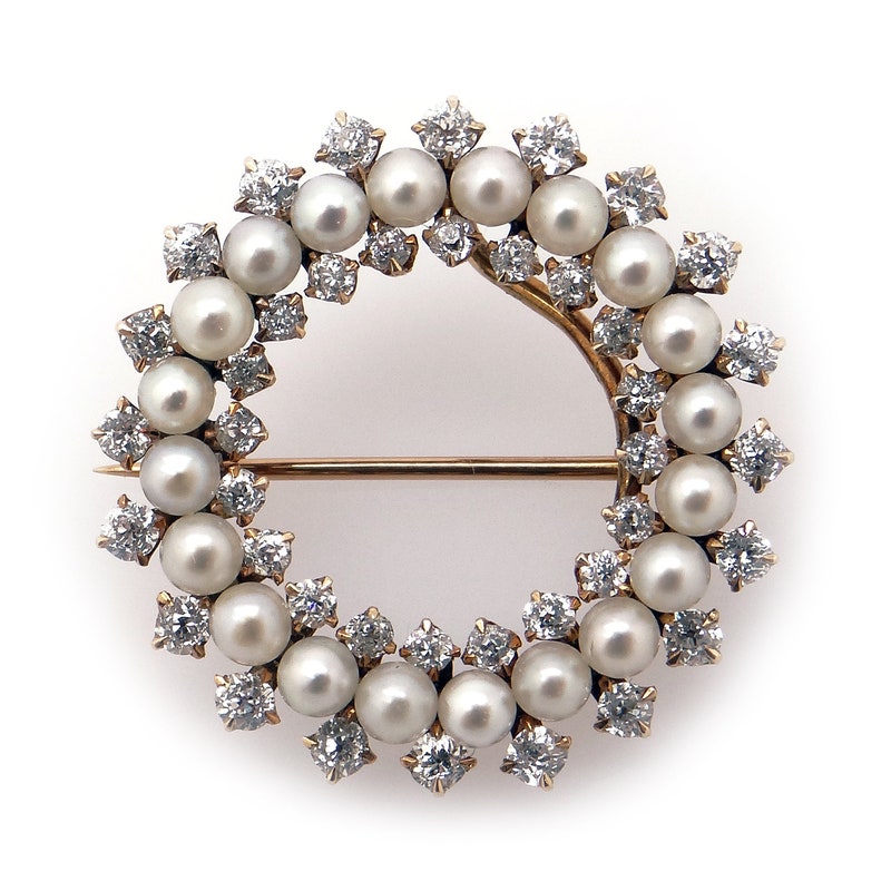 Antique 14k Gold Diamond Pin - Etsy