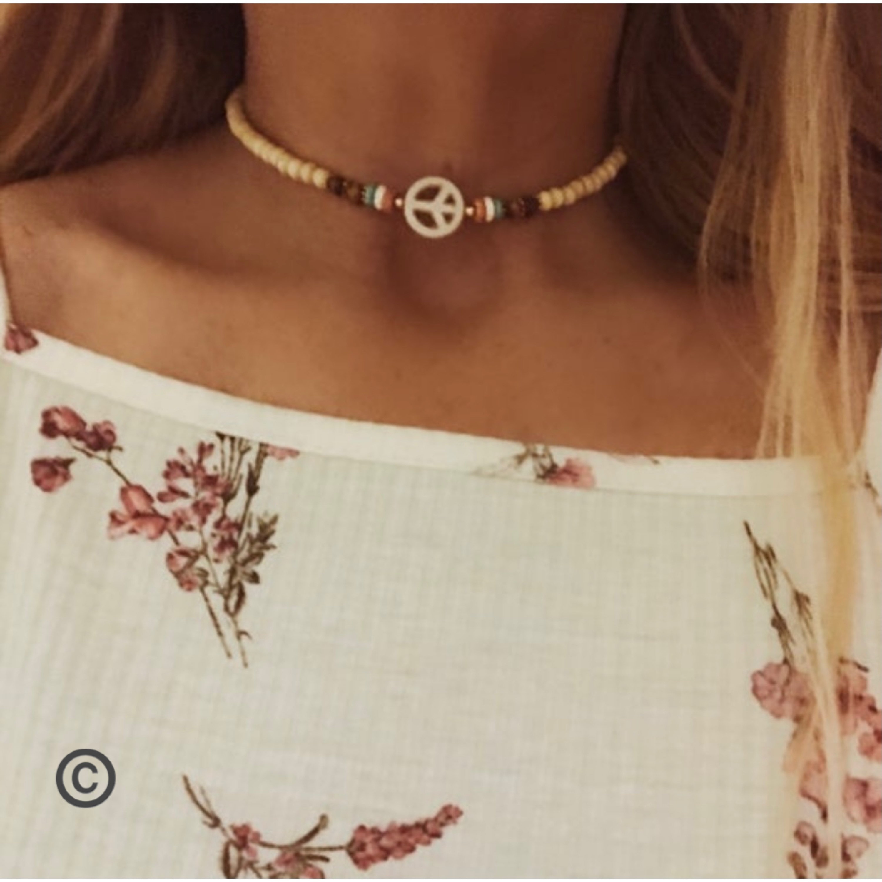 Peace Sign Choker/boho Choker/peace Choker/turquoise - Etsy