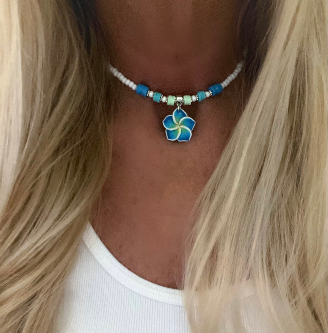 Beach Necklace/flower Choker/beach Jewelry/beaded Choker/beaded ...