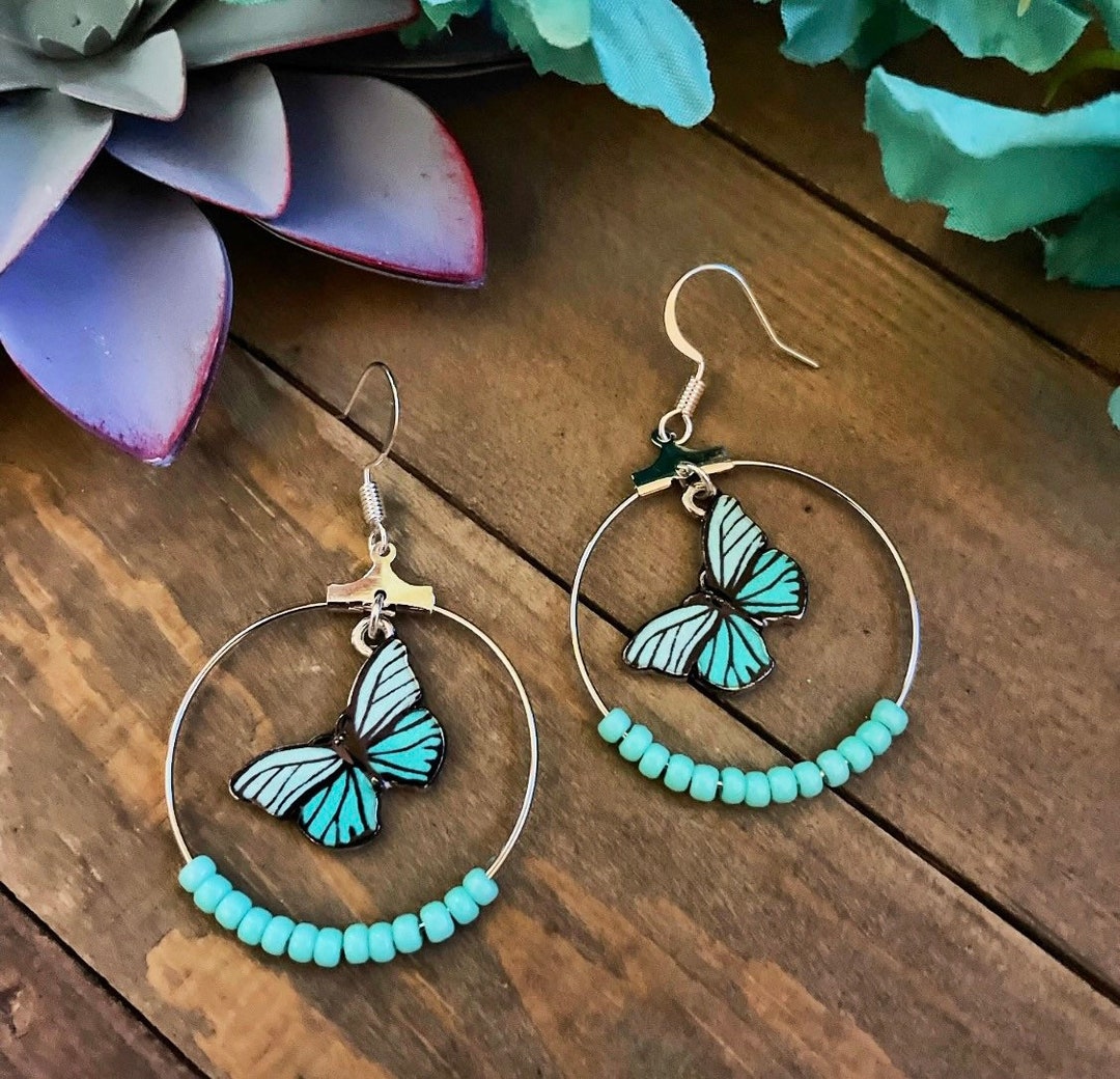 Butterfly Earrings/butterfly Hoop Earrings/hoop Earrings/trendy ...
