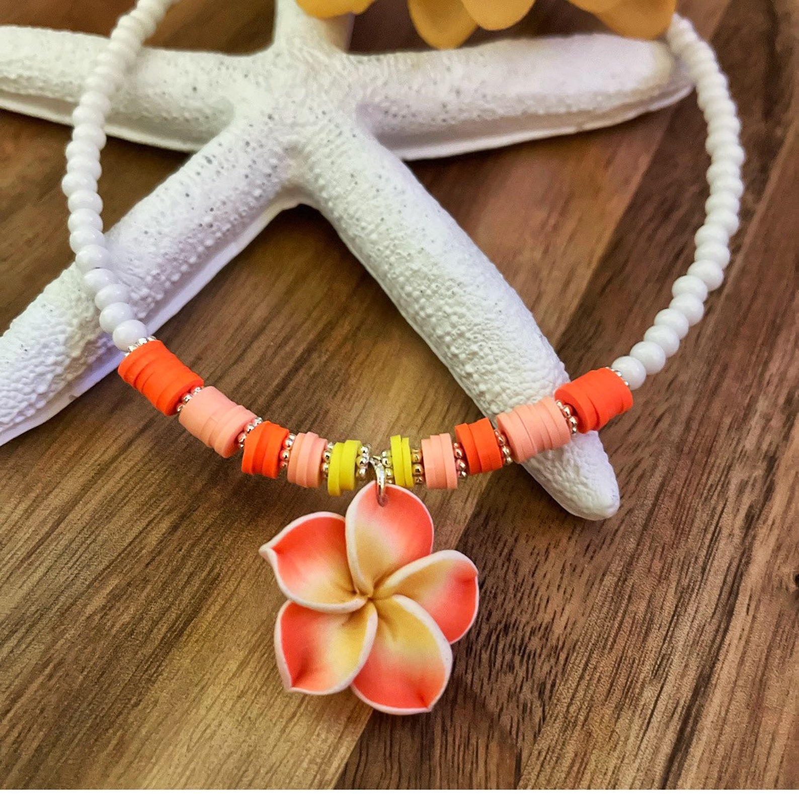 Beach Necklace/flower Choker/beach Jewelry/beaded Choker/beaded ...