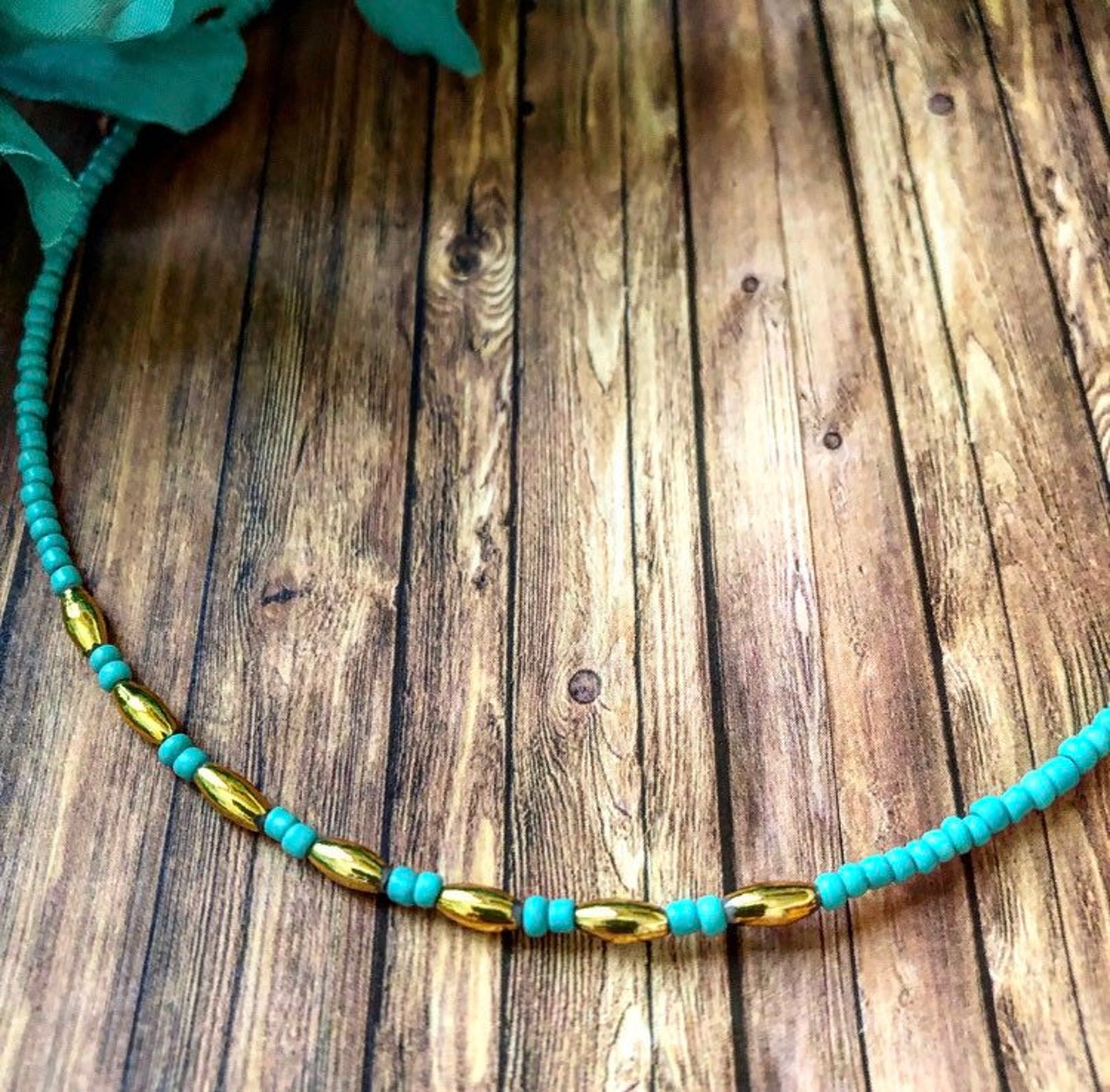 Beach Choker/beaded Choker/turquoise Choker/dainty - Etsy