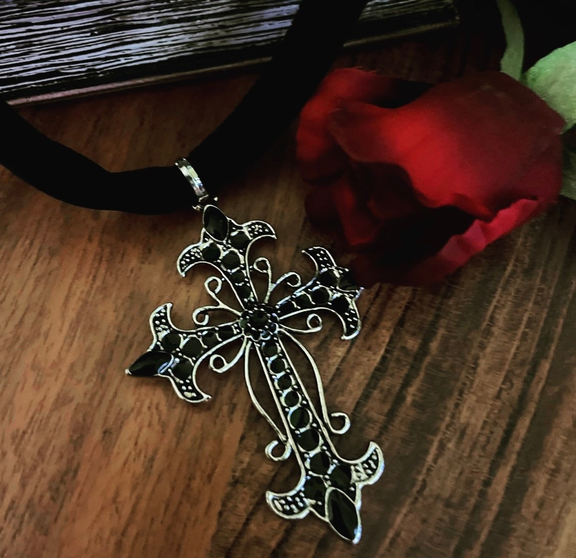 Cross Necklace/victorian Goth Cross Necklace/victorian Cross - Etsy