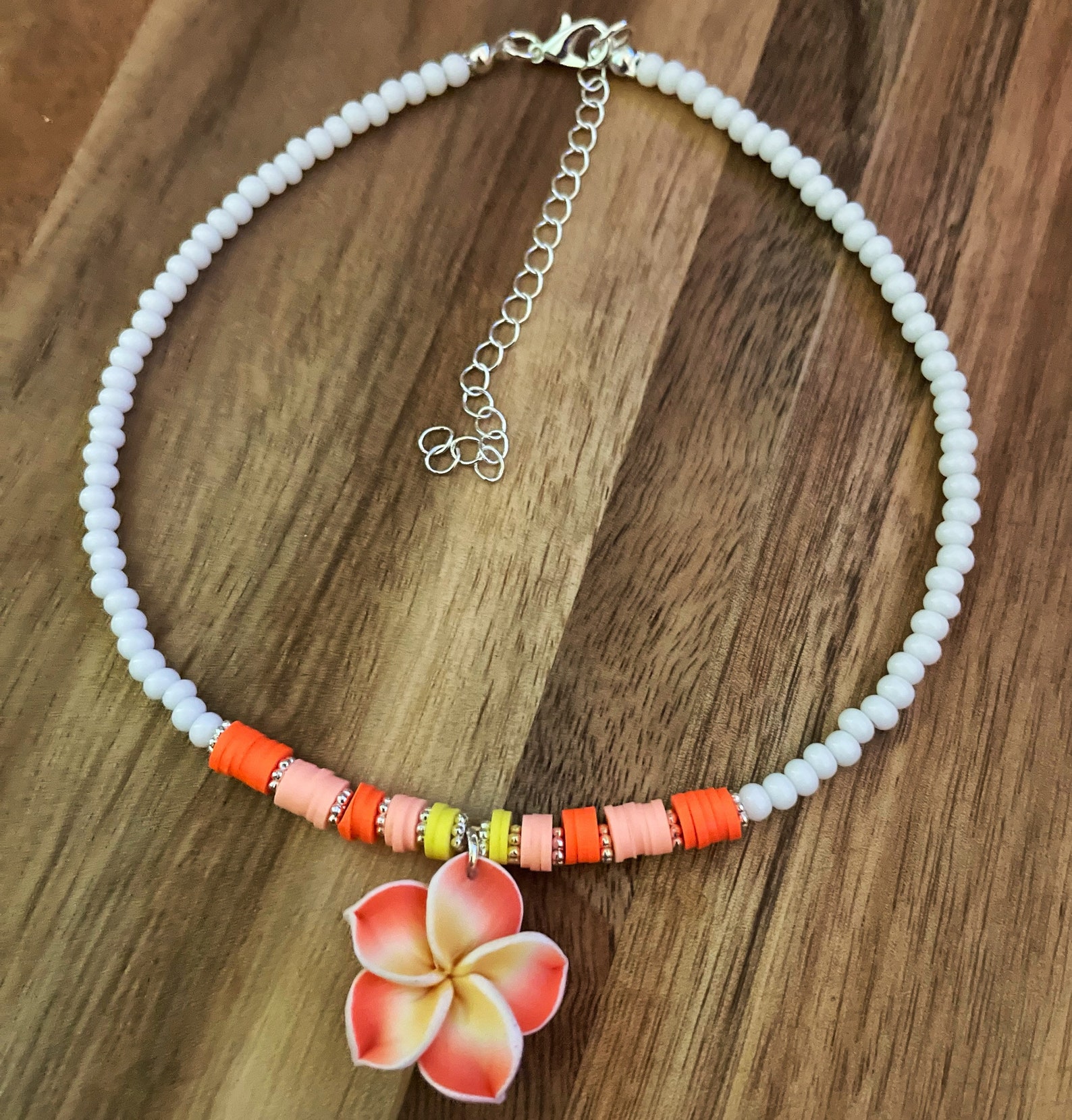 Beach Necklace/flower Choker/beach Jewelry/beaded Choker/beaded ...