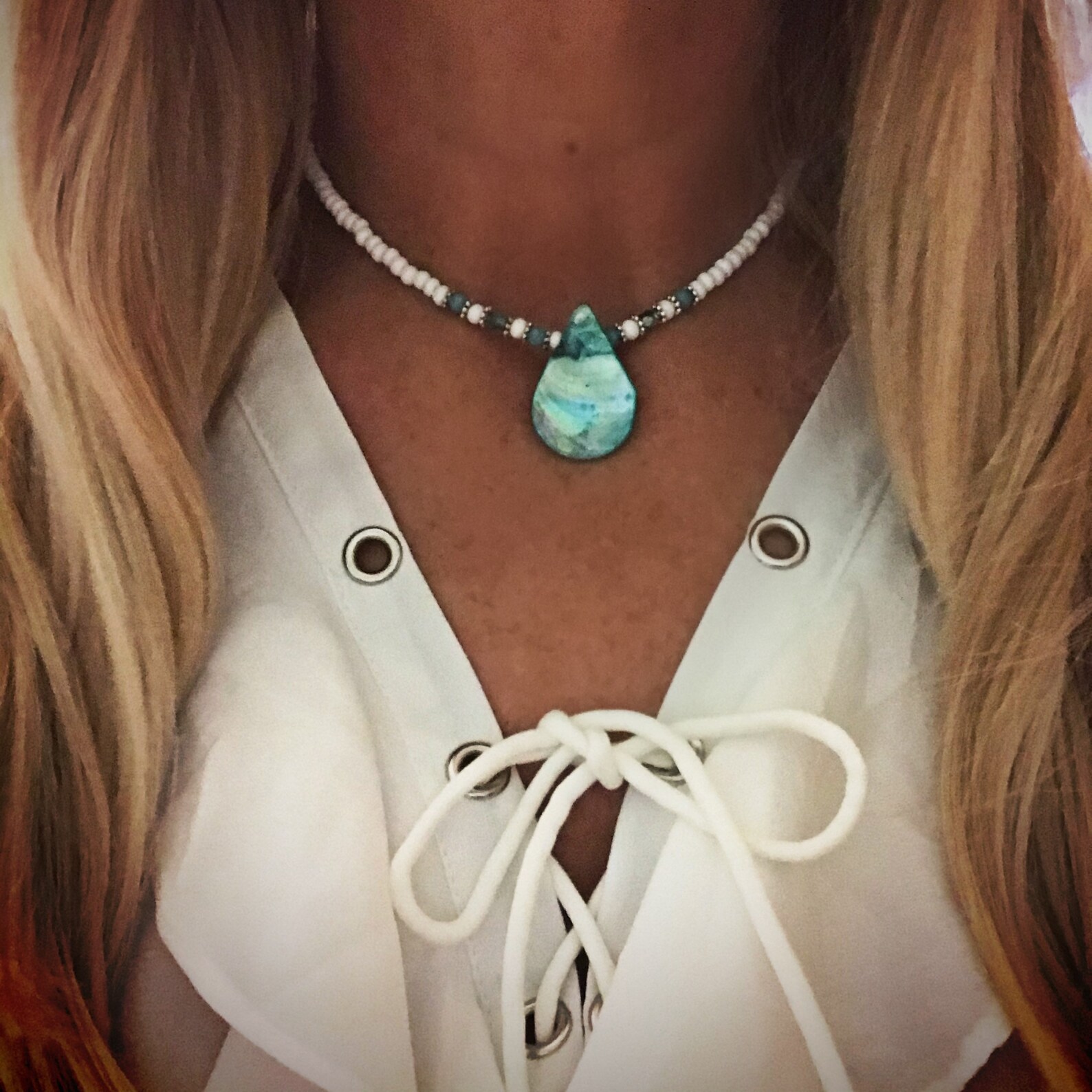 Beaded Shell Necklace/shell Necklace/beach Jewelry/shell Beach - Etsy