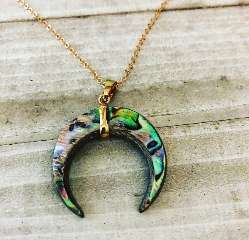 Abalone Shell Horn necklace/Abalone shell necklace/Shell | Etsy