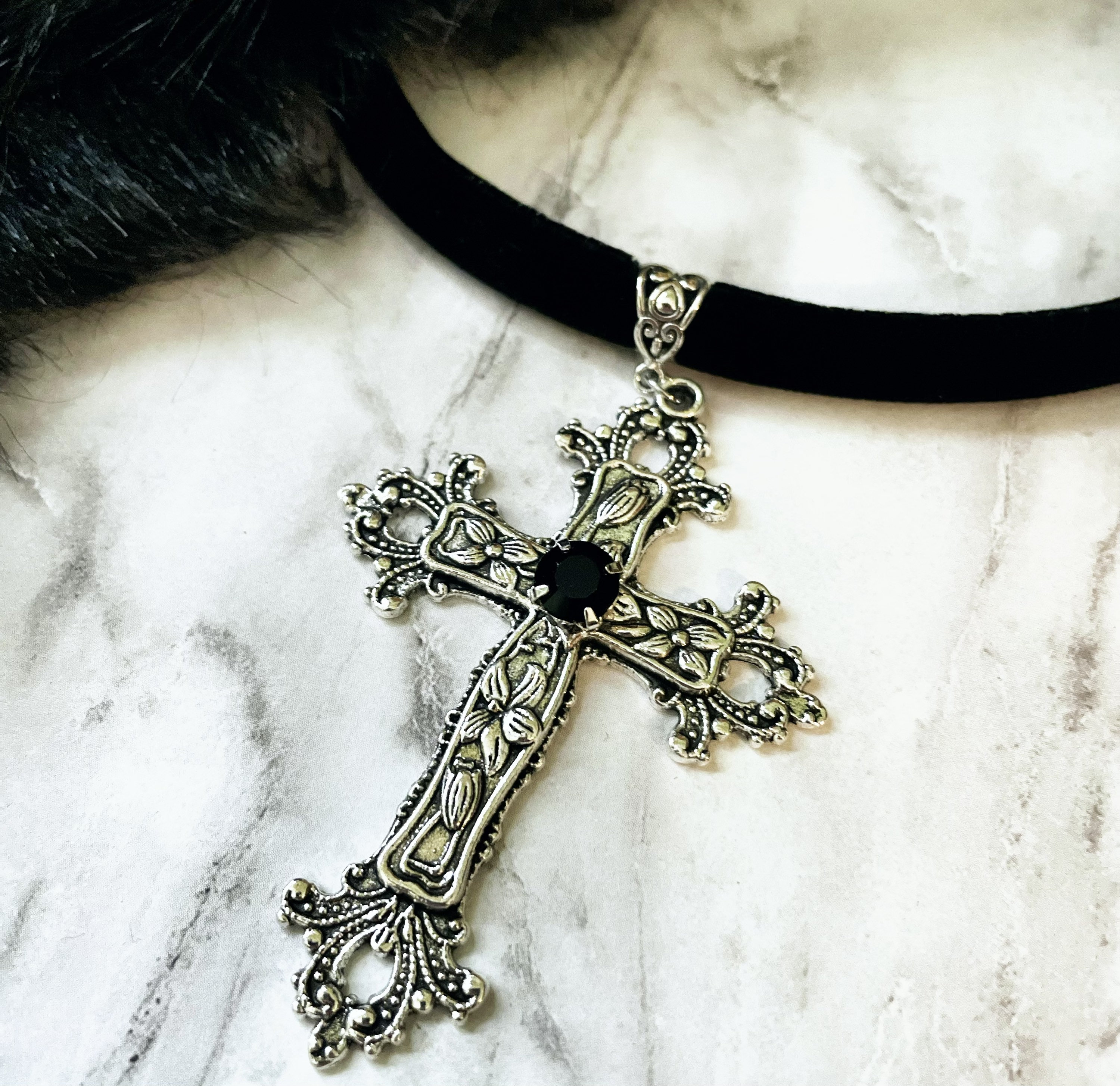 Cross Necklace/goth Cross Necklace/victorian Cross | Etsy