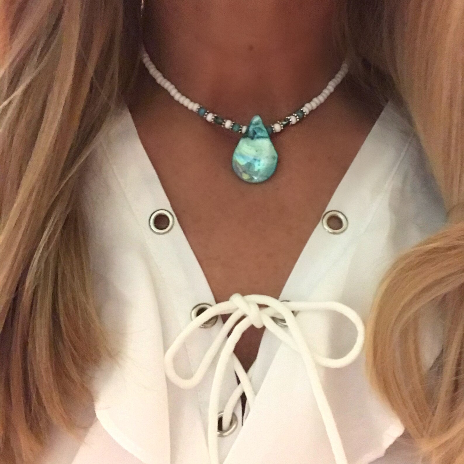 Beaded Shell Necklace/shell Necklace/beach Jewelry/shell Beach - Etsy