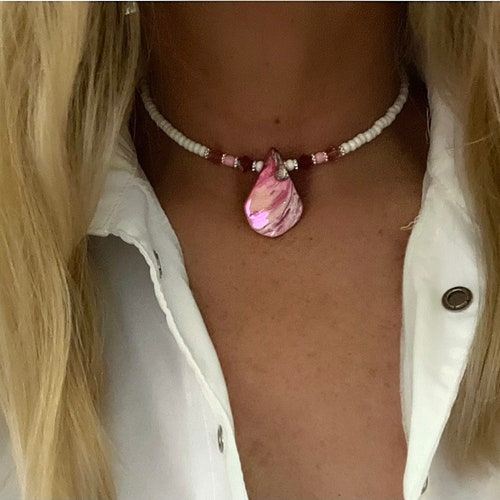 Beaded Shell Necklace/shell Necklace/beach Jewelry/shell Beach - Etsy