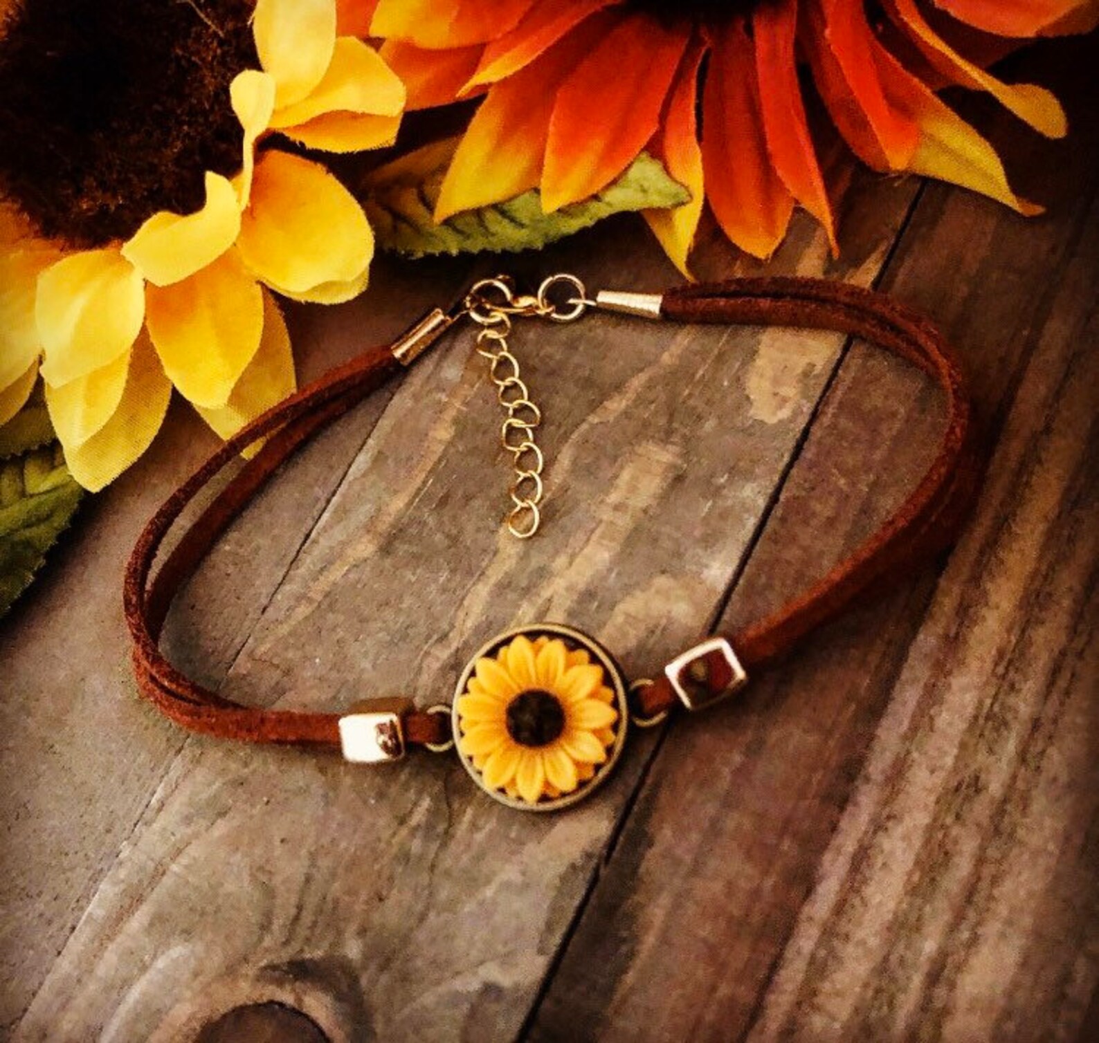 Sunflower Bracelet or Anklet/sunflower Bracelet/sunflower - Etsy