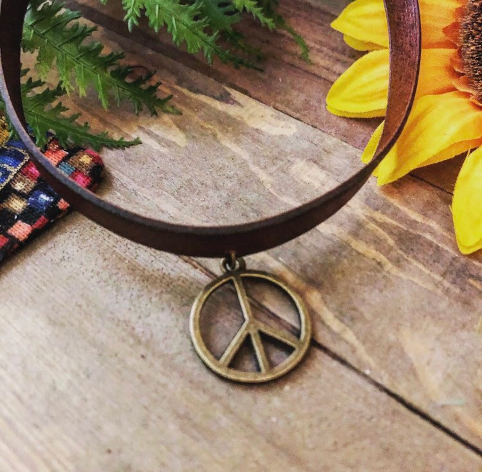 Peace Sign Choker/leather Choker/boho Choker/hippie - Etsy
