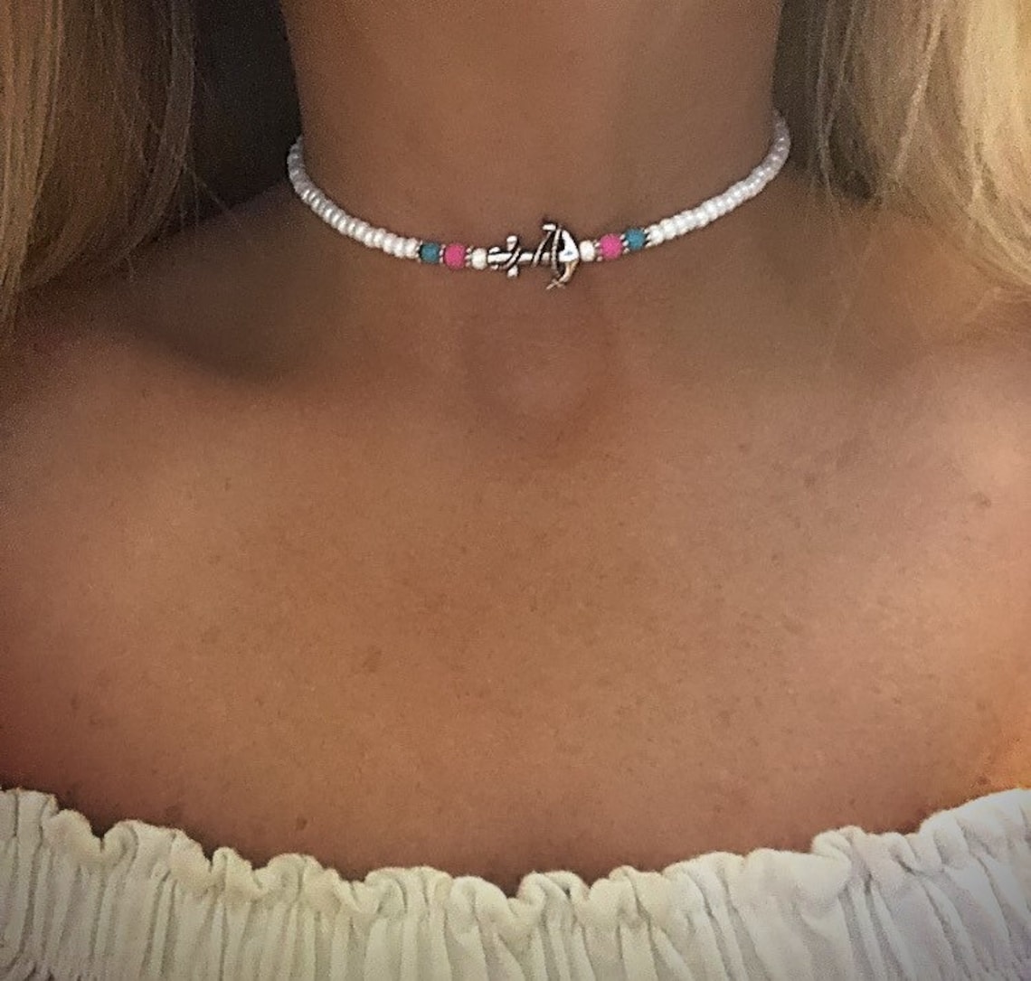 Anchor Choker/beach Choker/beaded Choker/beaded Necklace/beach - Etsy