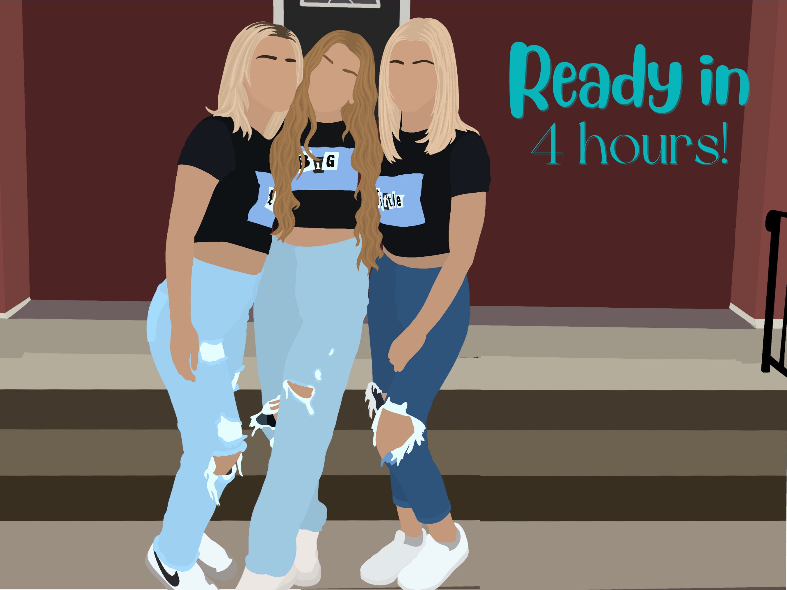 Custom Portrait for Friend Group Large Group Photo - Etsy