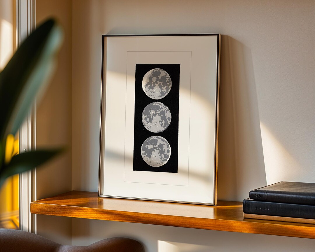 Dark Moon Phase Limited Edition Reduction Linocut Celestial Wall Art ...