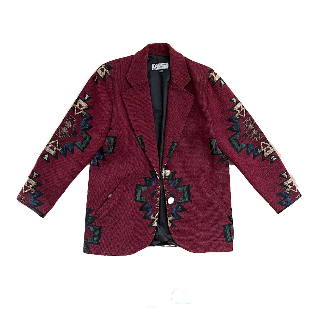 Vintage 90s Aztec Pattern Blazer With Matching Bag, Size Medium ...