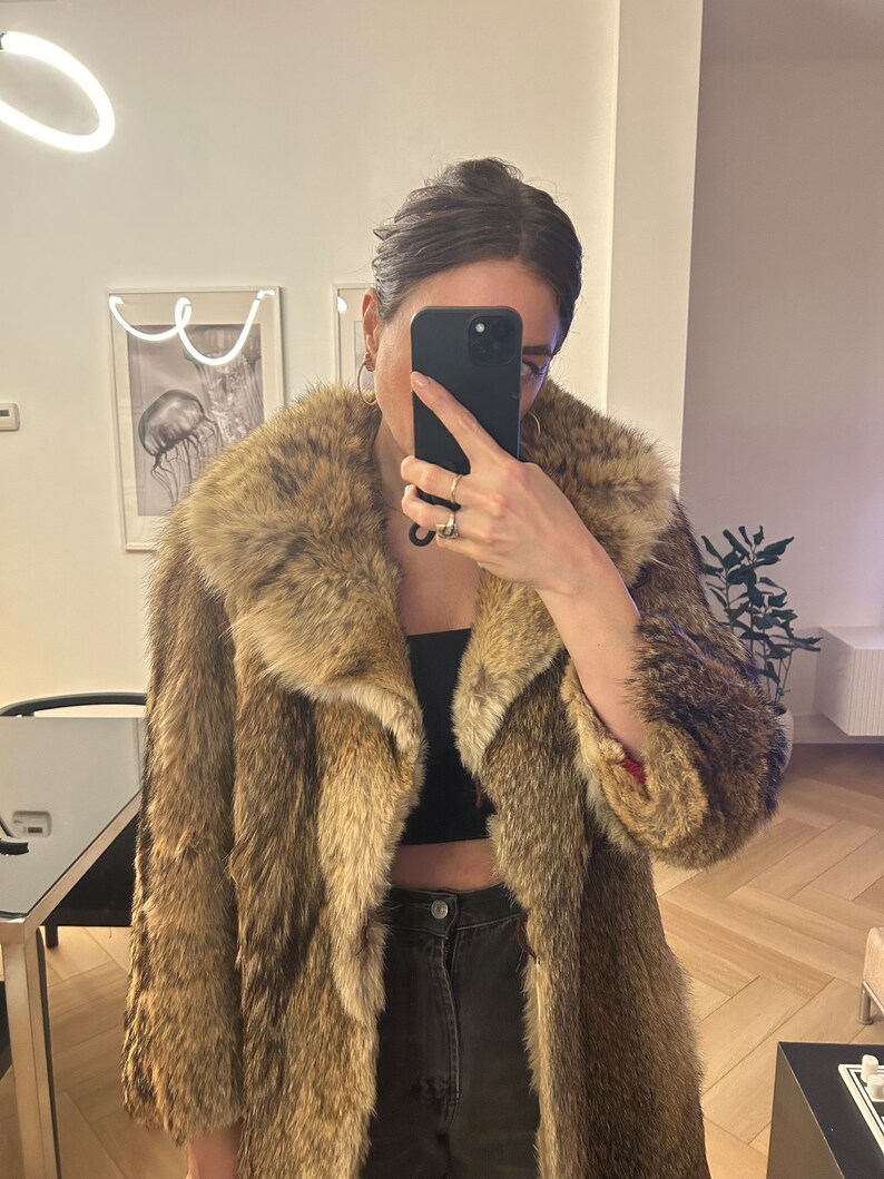 Vintage Simpsons Coyote Fur Coat Size Small // Women's Winter Coat ...