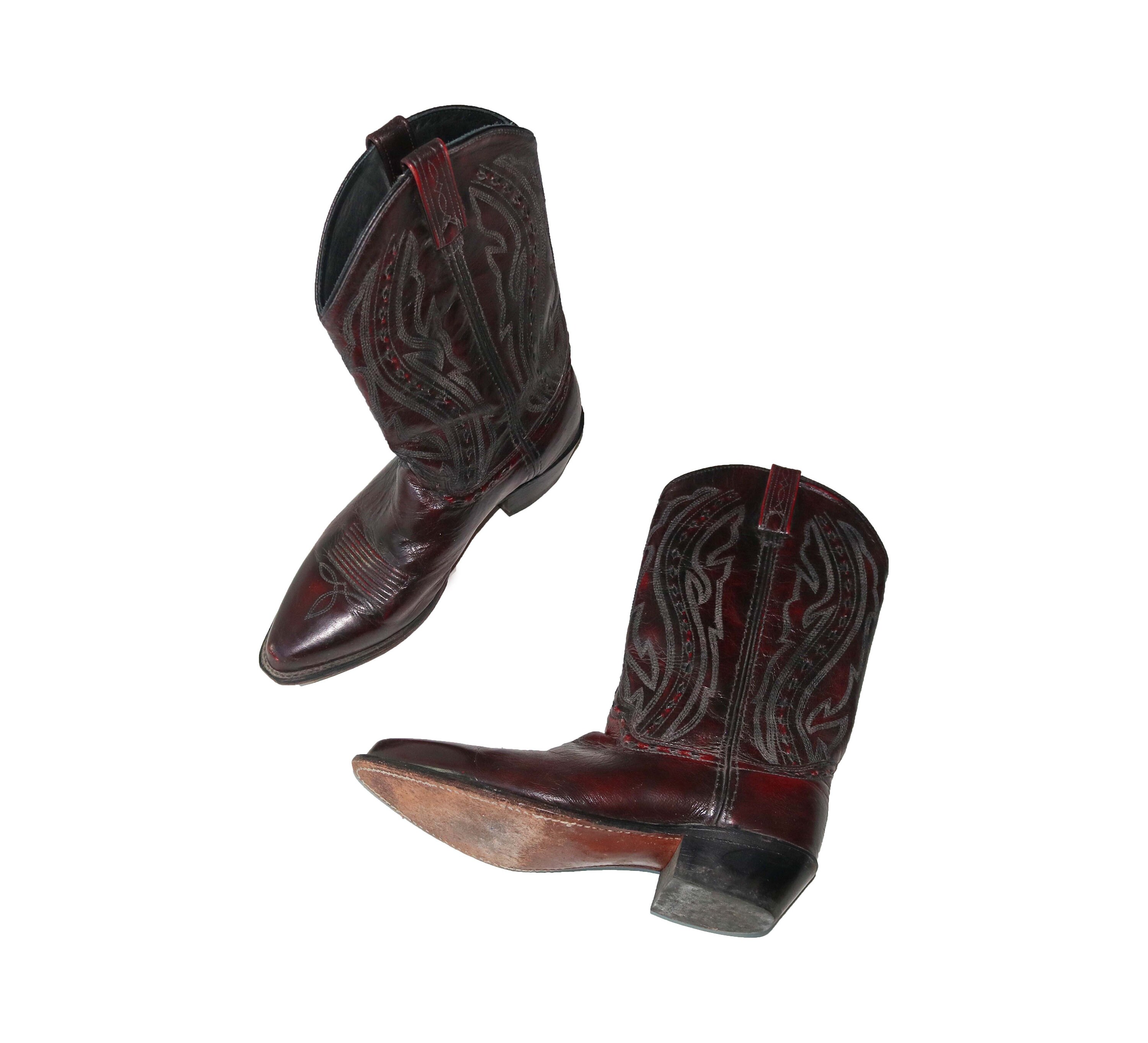 Men's Cowboy Boots Size 9 // Brown Red Western Boots // - Etsy