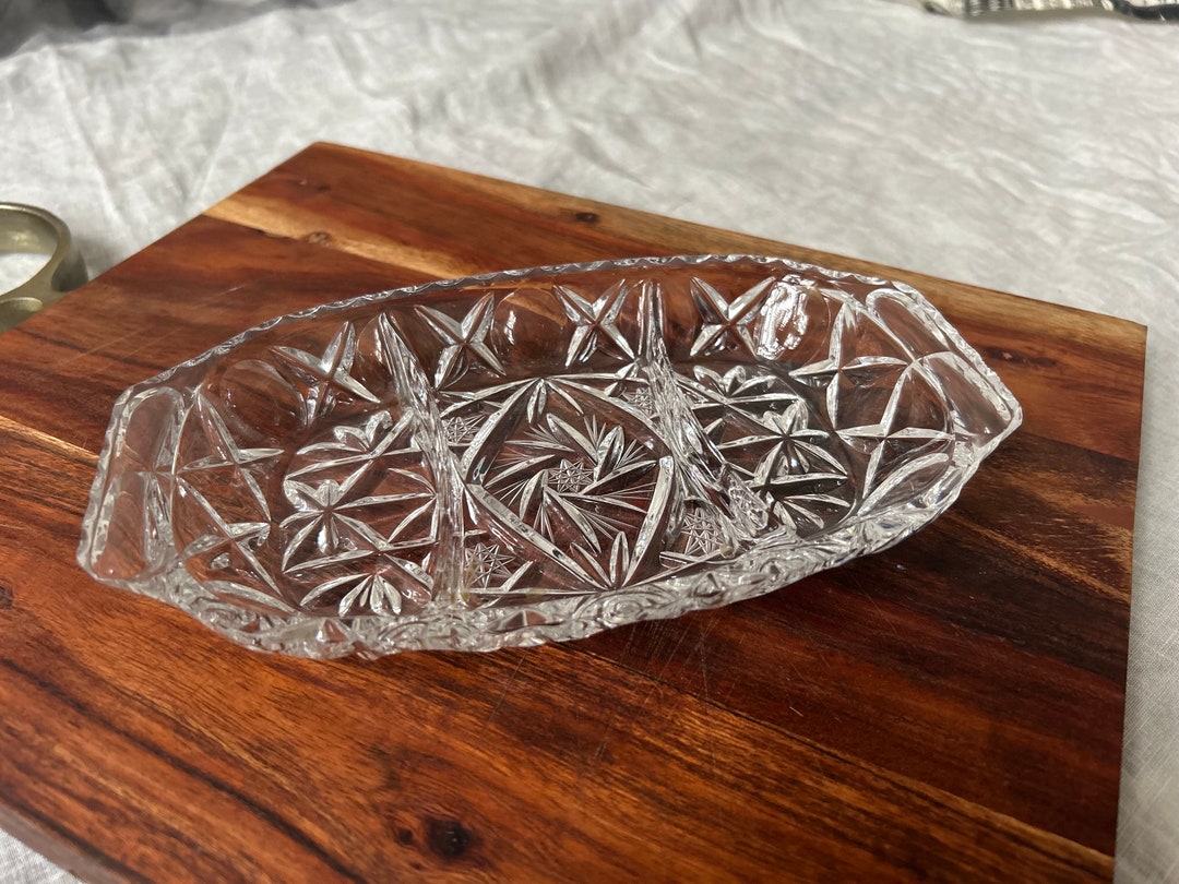 Vintage Crystal Serving Dish // Elegant Dinnerwear // Serving Platter ...