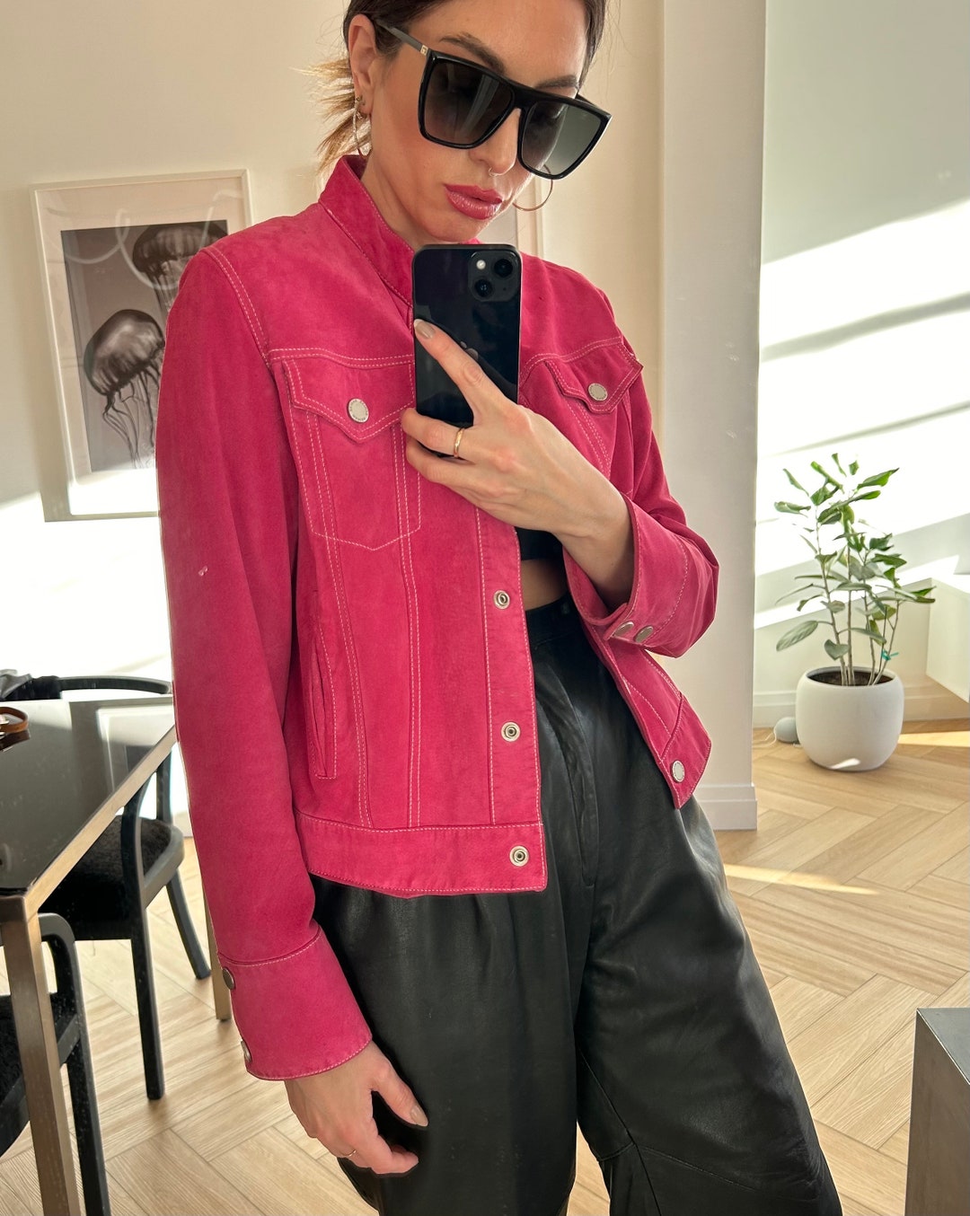 Vintage Y2K Danier Leather Jacket, Medium // Black Button up Leather Jacket // Vintage Blazer ...