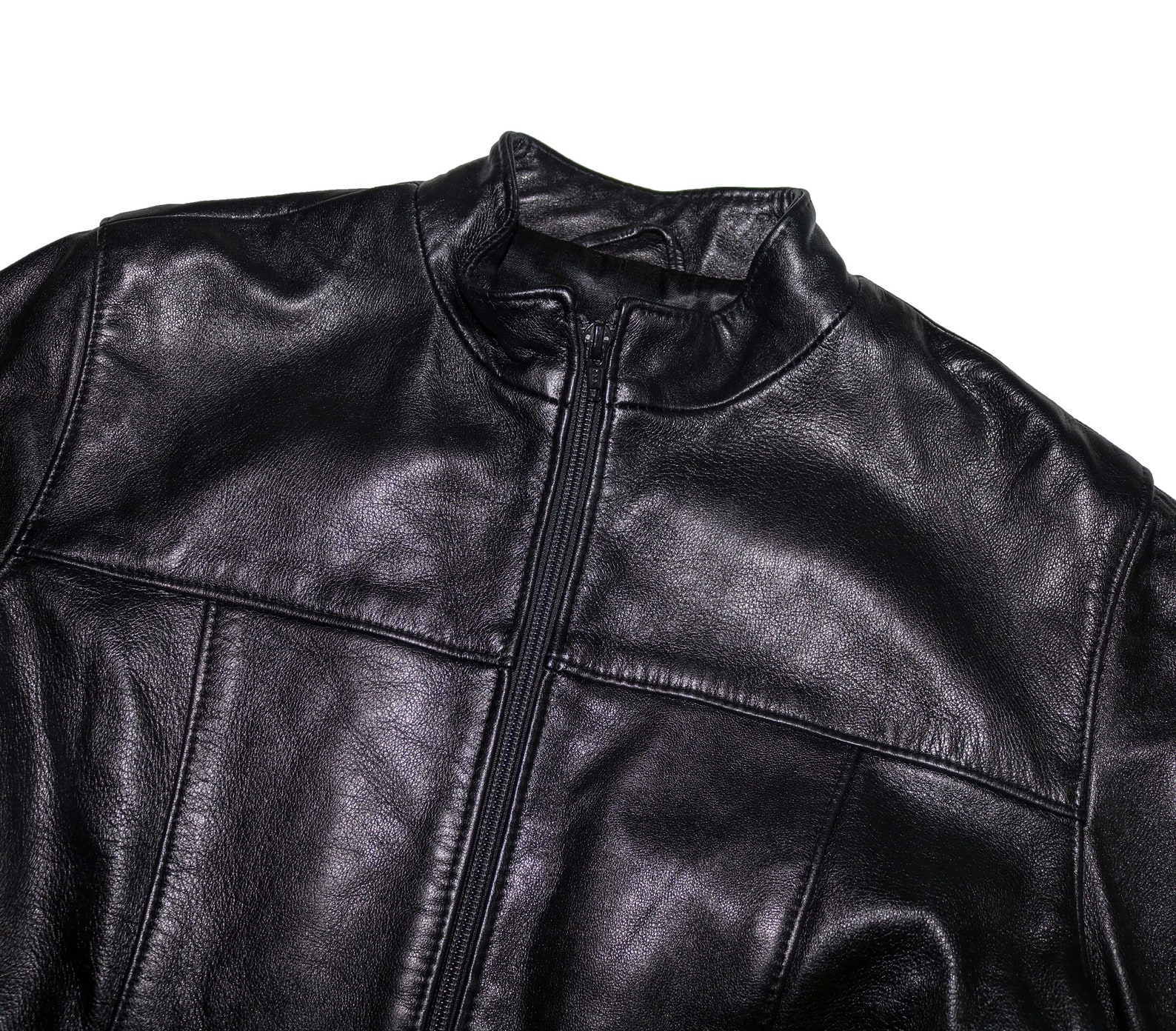 Vintage Y2K Leather Biker Jacket, Size 9/10 // Small Leather Moto ...
