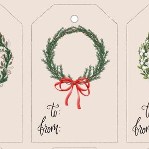 9 Holiday Wreath Gift Tags, Instant Digital Download, Christmas Present ...