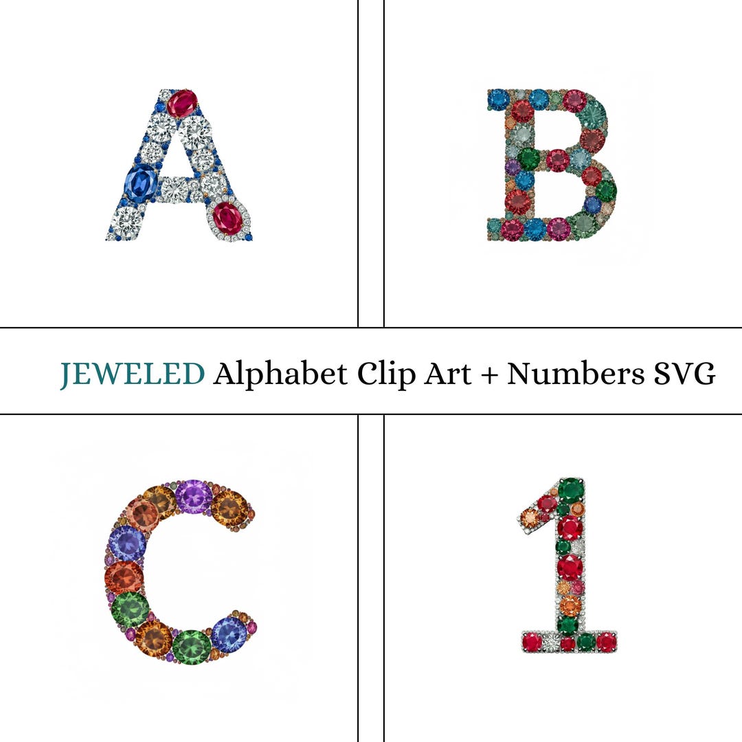Jeweled Alphabet Clipart, Letter Clipart, SVG + Instant Digital ...