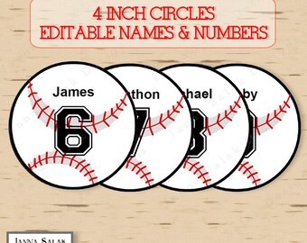 5 Baseball Tags With Editable Names INSTANT DOWNLOAD DIY | Etsy