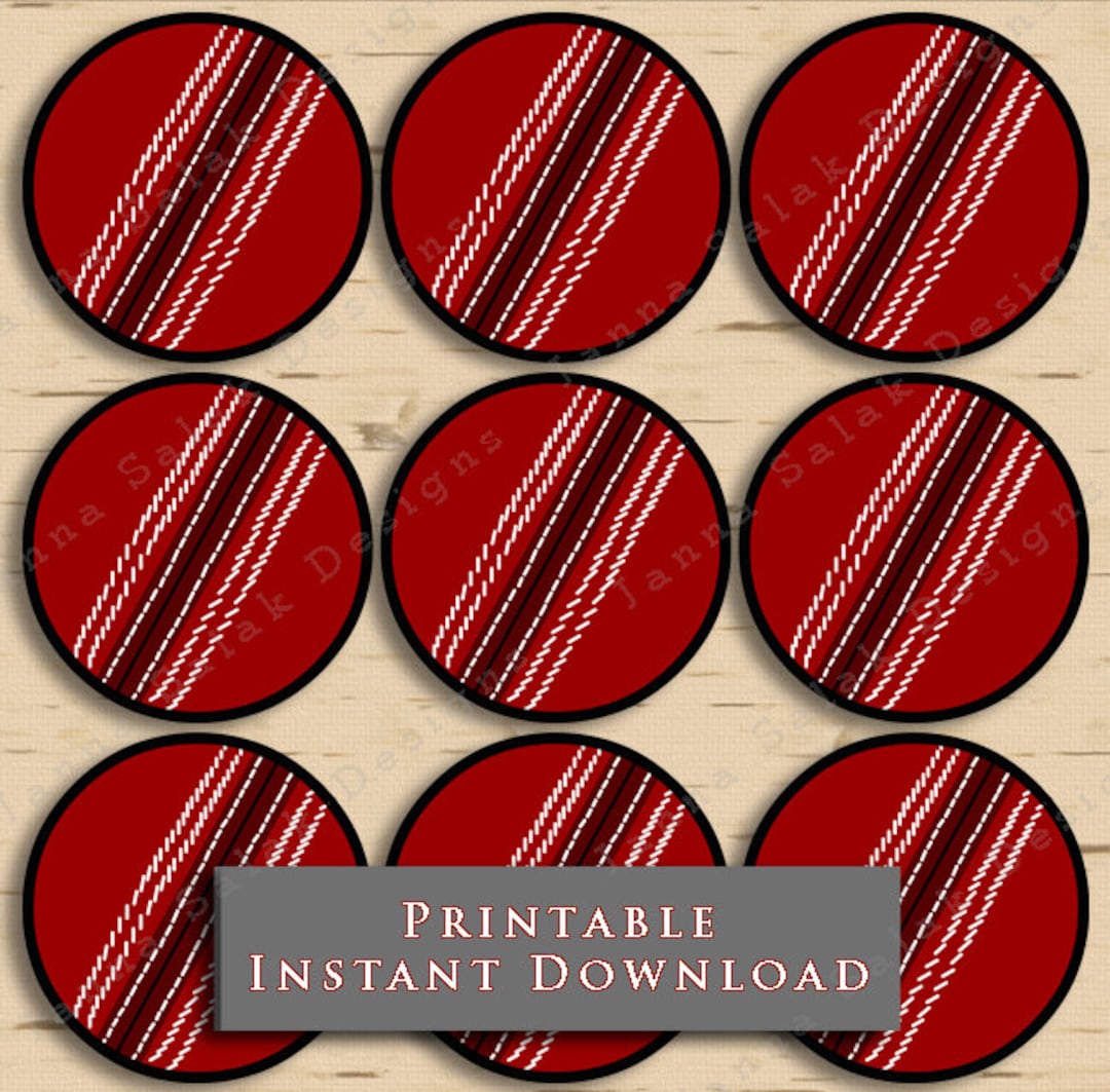 Cricket Balls Printable Cupcake Toppers Sports Theme 2.5" Birthday ...