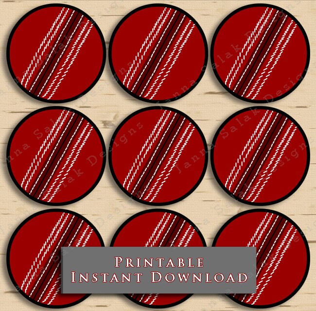 Cricket Balls Printable Cupcake Toppers Sports Theme 2.5 | Etsy